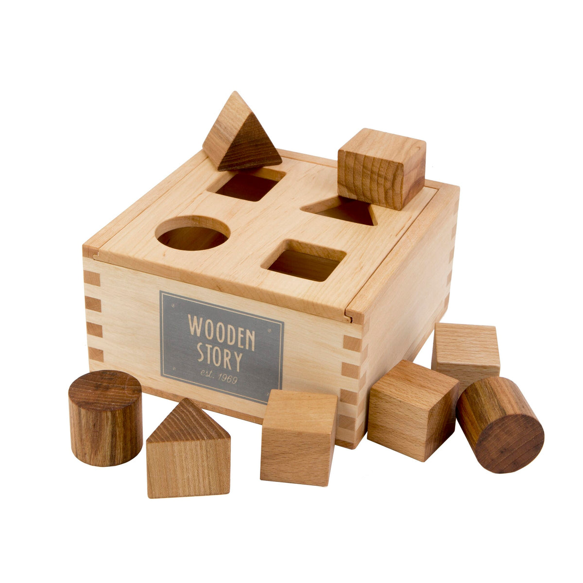 Wooden Story Natural Shape Sorter Box – Play to Learn