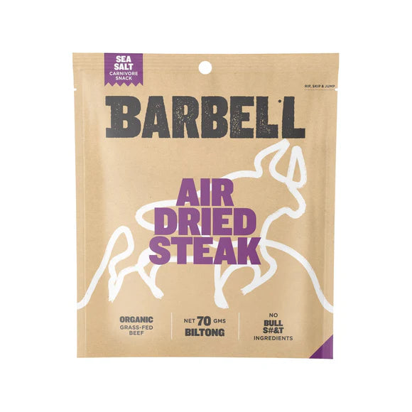 Barbell Biltong Grass Fed Beef Sea Salt 70g – Play to Learn